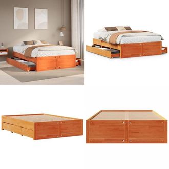 vidaXL Cadre de lit sans matelas avec tiroirs brun cire 160x200 cm pin - Vidaxl