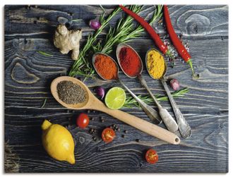 Artland Wanddeko Leinwand Bilder Wandbild 120x90 cm Querformat K&uuml;chenbilder Gew&uuml;rze Essen Lebensmittel Chili Kr&auml;uter H9KD