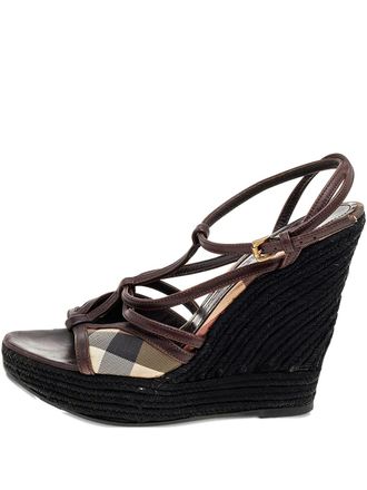 Burberry sandales compens&eacute;es 120 mm en cuir - Marron