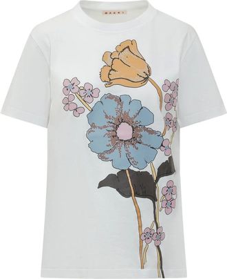 Marni Femme, Tops, Blanc, Taille: 38 FR T-Shirt &agrave; Manches Courtes