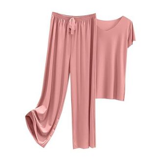 Generic Pyjama Pieces Femme Hiver Pyjama Flanelle Femme Womens Daily Family Clothes Short Sleeve Tops Pants Shirt Trousers Set Chaud Et Doux Pyjashort Satin P