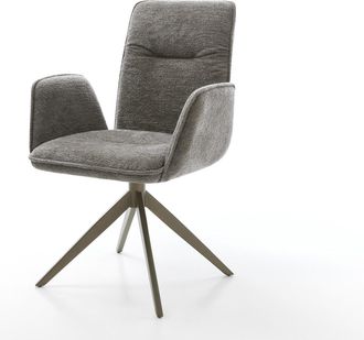 DELIFE Drehstuhl Vinja-Flex Boucl&eacute; Soft Schlamm Kreuzgestell breit Effektfinish Titan 360&deg; drehbar Wippfunktion, Esszimmerst&uuml;hle