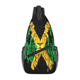 Generic T&ecirc;te De Lion Du Drapeau Jama&iuml;cain Sac &Agrave; Bandouli&egrave;re Multifonctionnel Pochette Epaule Antivol Sac Banane Pour Voyage Randonn&eacute;e Homme