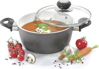 Krüger Karl Krüger 22024 O Aluguss Fleischtopf mit Glasdeckel Oslo 24 cm, Schwarz