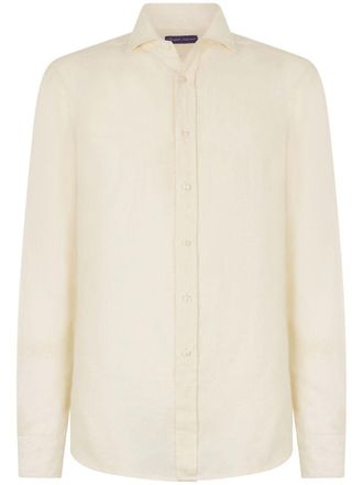 Ralph Lauren Purple Label Hemd aus Leinen - Wei&szlig;