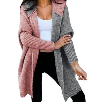 Generic Gilet dhiver pour Femme, Manches Longues, Capuche, en Maille, Pull, Manteau dext&eacute;rieur Color Block
