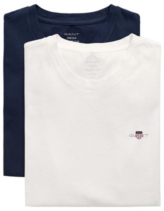 GANT Jungen C-Neck 2-Pack T-Shirt, Navy/White, 158/164 cm