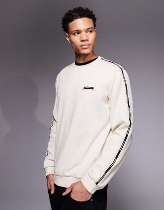 Emporio Armani Armani EA7 - Sweat avec bande &agrave; logo - Cr&egrave;me-Blanc