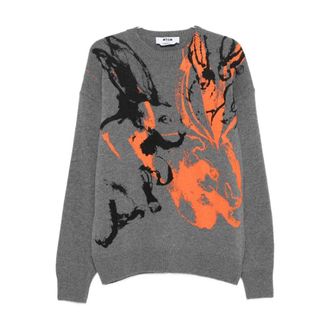 Msgm Grauer Wollmischungs Pullover Aw25 - - Knitwear - Herren - Grau - L