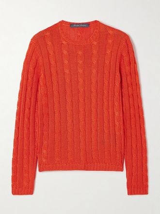 Ralph Lauren Collection Pull En Soie À Mailles Torsadées - Orange