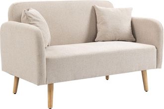 HOMCOM Homcom - 2 Sitzer Sofa, Couch mit 2 Wurfkissen, gepolsterter Doppelsofa, Polstersofa mit Samtopik, Armlehne, Loveseat f&uuml;r Wohnzimmer, Schlafzimmer
