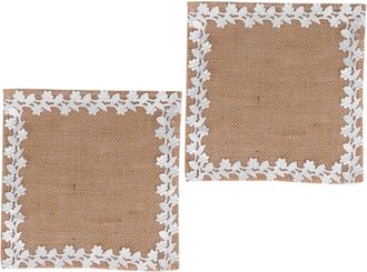 SOLUSTRE 2 St&uuml;ck Tischset mit Spitzenrand K&uuml;chenmatte im Amerikanischen Stil Beige rutschfest Hitzebest&auml;ndig Lebensmittelunterlage f&uuml;r Restaurant und Hochzeit