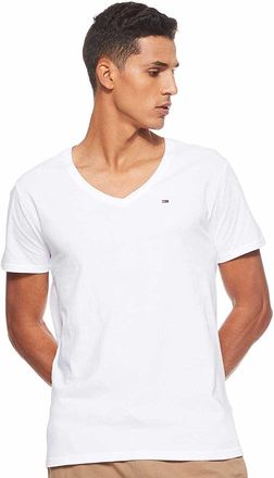 Tommy Jeans Herren Tjm Original Jersey V Neck Tee Dm0dm04410 Kurzarm Strickoberteile, Wei&szlig; (Classic White), XS EU