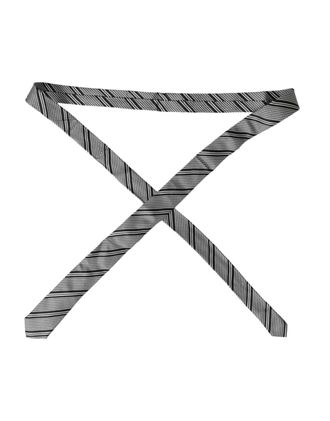 Dolce & Gabbana Mens Black White Stripes Silk Adjustable Tie And