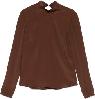Dries Van Noten Femme, Blouses et Chemises, Brun, Taille: 38 FR Haut &agrave; col montant