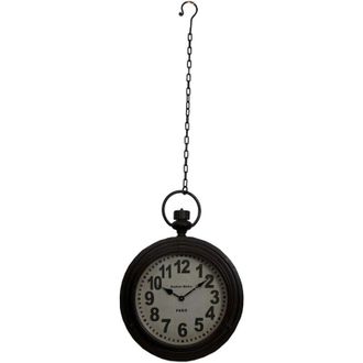 M&S Collection M&s - Horloge de gare 42x4x127 cm en verre et métal noir