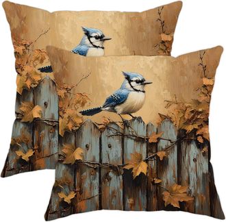 Generic Herbstlicher Blauh&auml;her Sofakissenbezug Weich Sofakissen Atmungsaktiv Kissenh&uuml;lle F&uuml;r B&uuml;ro Balkon Heimdekoration 45X45Cm 2Er Set