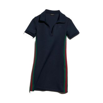 Gucci Geripptes Baumwoll-Jersey-Kleid mit Webstreifen - - Dresses - Damen - Blau - XS