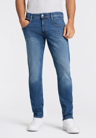 Replay Slim-fit-Jeans REPLAY ANBASS, Herren, Gr. 30, L&auml;nge 34, blau (medium blau 602), Denim/Jeans, Obermaterial: 98% Baumwolle, 2% Elasthan, slim fit normal