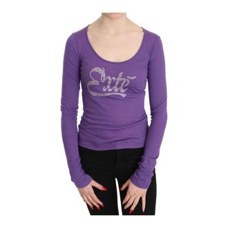 Exte Lila Kristallverziertes Langarmtop - - Tops - Damen - Lila - S