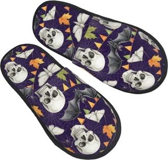 Generic L&eacute;g&egrave;re Pantoufles Femmes Cr&acirc;ne de chauve-souris dHalloween Accueil Slippers Antid&eacute;rapant Chaussons dint&eacute;rieur pour Maison Homme Femme L