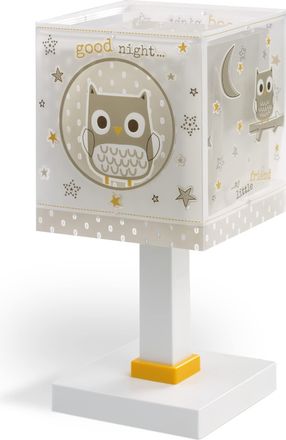 Dalber Kinder Tischlampe Nachttischlampe kinderzimmer Eule Tiere Good Night, 63391, E14, Beige