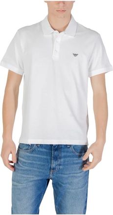 Emporio Armani Homme, Tops, Blanc, Taille: 2XL Polo à Côtes pour Homme