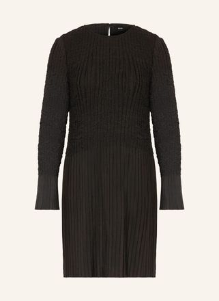 HUGO BOSS Plisseekleid Doppar schwarz
