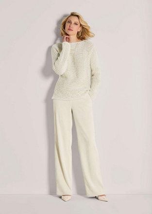 Madeleine Strickpullover Eleganter Maschenpullover mit U-Boot-Ausschnitt Businesspullover mit glanzvollen Akzenten und langen &Auml;rmeln