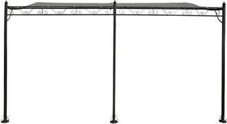Habitat et Jardin Pergola tonnelle adoss&eacute;e en m&eacute;tal - 3 x 4 m - Gris