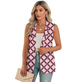 CHAQLIN Gilet sans manches pour femme - Style vintage - Boutonné - Avec poches, imprimé vache, XXL