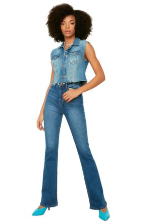 Trendyol Trendyol Damen Trendyol High Waist Flare Jeans, Navy, 40 EU