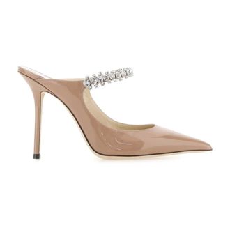Jimmy Choo London Mules en Cuir Rose avec Talon de 10cm - Femme - Chaussures - Rose - Taille: 38 1/2 EU