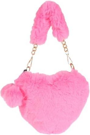 Garneck Paquet à Main en Peluche de Coeur Petit Paquet Doux Rose Femme Accessoire DHiver et Automne Rangement pour Téléphone et Objets Personnels