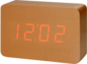 gingko Brick LED Click Clock Wecker, wiederaufladbar, mit Ger&auml;uschaktivierung (Zeit, Datum & Temperatur), Kupfer/Rot LED