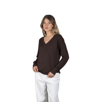 Moorer Femme, Pulls, Brun, Taille: 38 FR Pull col en V Varenna