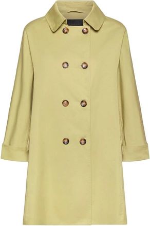 Elena Miro Femme, Manteaux, Vert, Taille: 42 FR Trench-coat crois&eacute; en gabardine