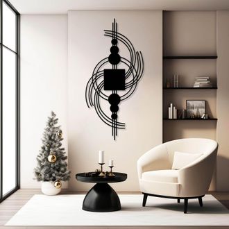 Generic Abstrakte geometrische Wandkunst aus Metall in Schwarz, Moderne Wanddekoration aus Metall im Mid-Century-Stil f&uuml;r Badezimmer und Wohnzimmer, abstrakte