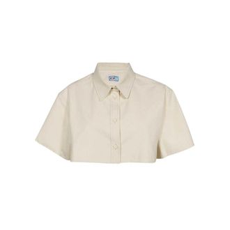 Heron Preston Klassisches Baumwollhemd Logo Detail - - Blouses & Shirts - Damen - Beige - M