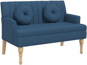 vidaXL Banc avec Coussins, Canapé avec Accoudoir et Dossier, Banquette avec Pieds en Bois, Siège de Salon Salle de Séjour, Moderne, Bleu Tissu