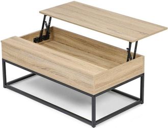 IDMarket Idmarket - Table basse detroit - Plateau relevable - Design industriel - Naturel
