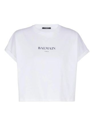 Balmain t-shirt en coton à logo imprimé - Blanc