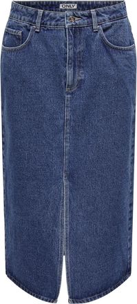 Only Damen Midi Jeans Rock ONLBianca Damenrock mit Schlitz 15319268 Medium Blue Denim XS