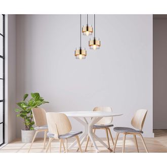 Globo Lighting home24 Pendelleuchte Milley I Ø 45cm Schwarz/Gold Glasart: Klarglas Material: Glas, Metall Metallart: Eisen Oberfläche Metall: Lackiert E27