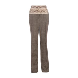 Stella McCartney Kristallverzierte Wollhose - - Trousers - Damen - Grau - S