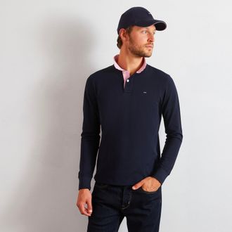 Eden Park Polo Marine En Coton Avec Col Contrast&eacute; Old Ref Pp