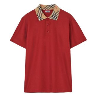 Burberry Polo-Shirt mit Karomuster-Kragen aus Baumwolle - - Tops - Herren - Rot - M