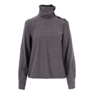 Patrizia Pepe Femme, Blouses et Chemises, Gris, Taille: 44 FR Blouse col montant douce
