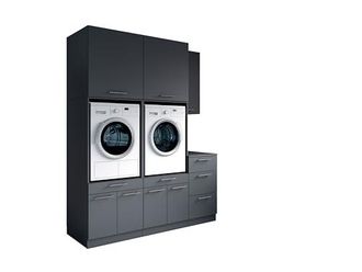 Laundreezy Waschraum Komplett-Set, Anthrazit - Modulares Schranksystem f&uuml;r Waschk&uuml;che & Hauswirtschaftsraum - 186 x 238 x 68 cm (B/H/T)