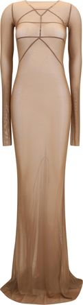 Rick Owens Womens Dress Sheer Tulle Brown Polyamide